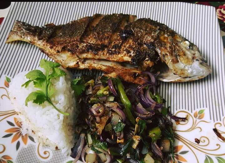 Masala Fried Fish with Stir Fry Vegetables And Boiled Rice - The Cook Book